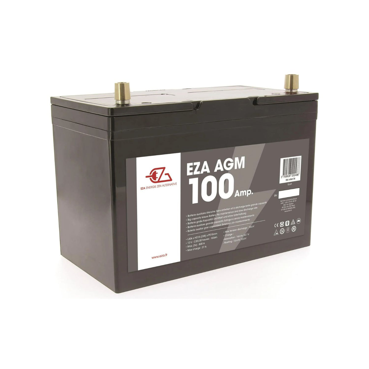 Power Line AGM 100 Amp long autonomy auxiliary battery - Eva Caravan